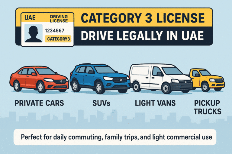 UAE Driving License Category 3: Drive Cars & SUVs 2026