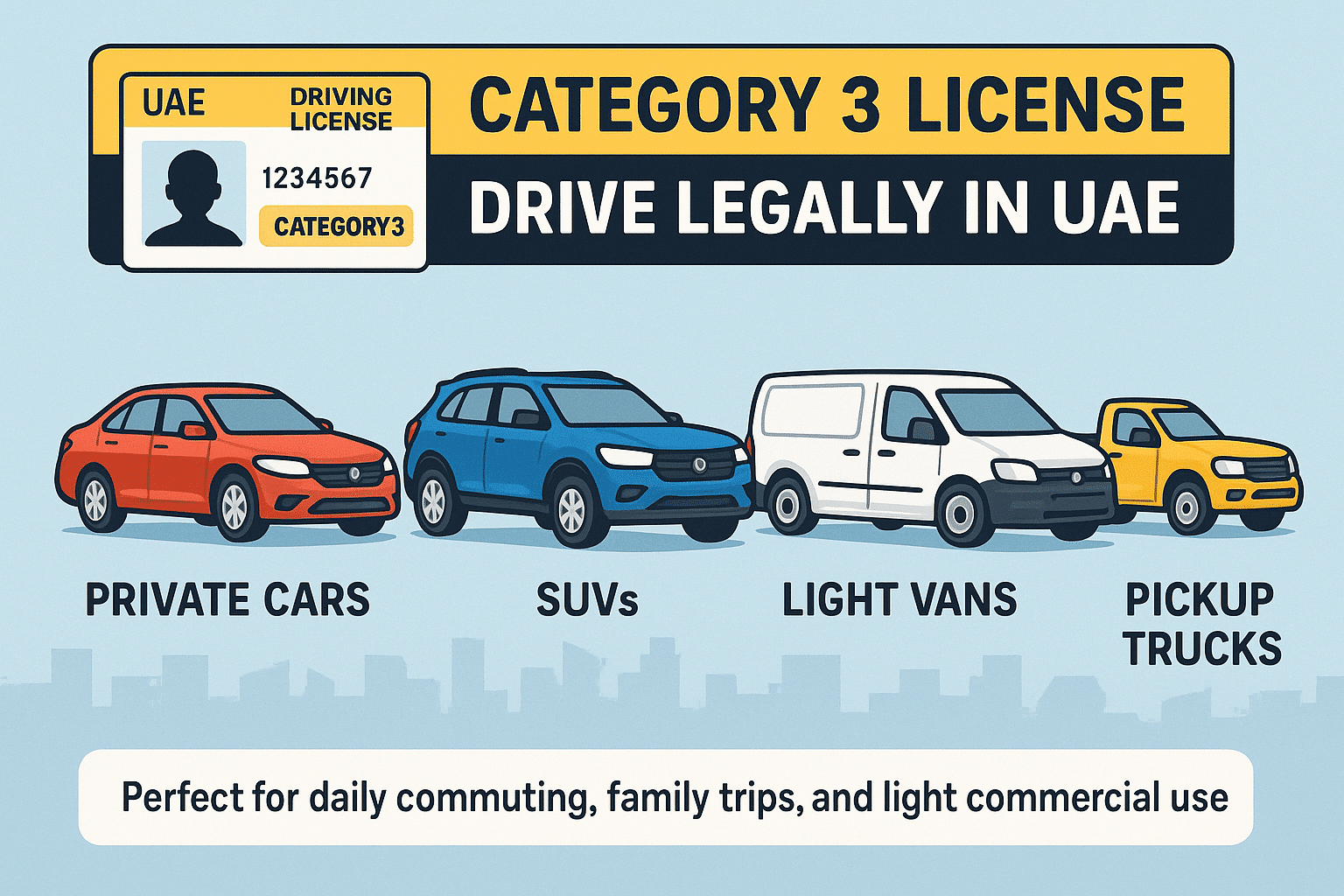 UAE Driving License Category 3: Drive Cars & SUVs 2026