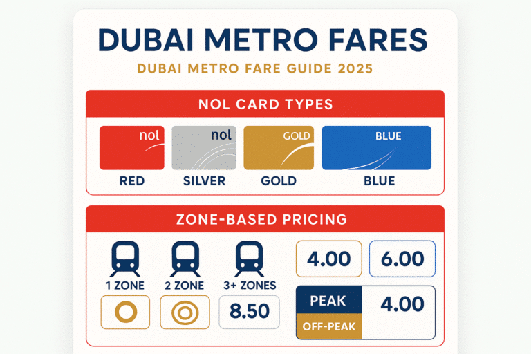 Dubai Metro Fare & Ticket Prices 2026 – Zones & Nol Costs