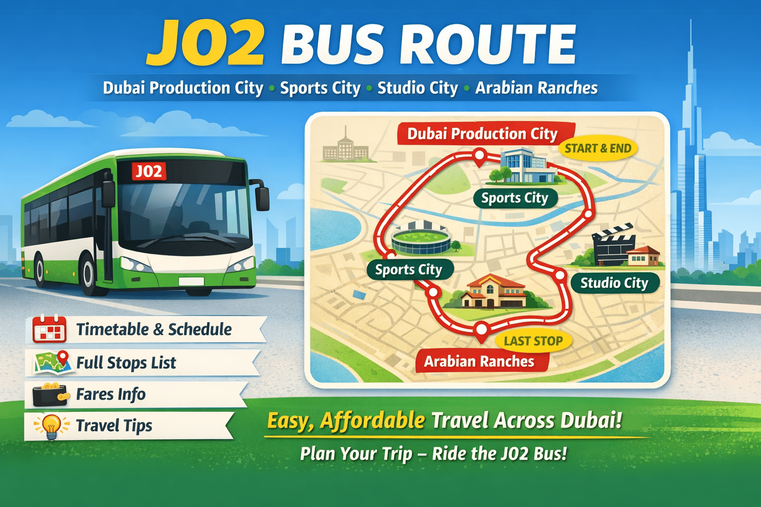 J02 Bus Timetable Dubai – Complete Route, Full Stops List (2026)